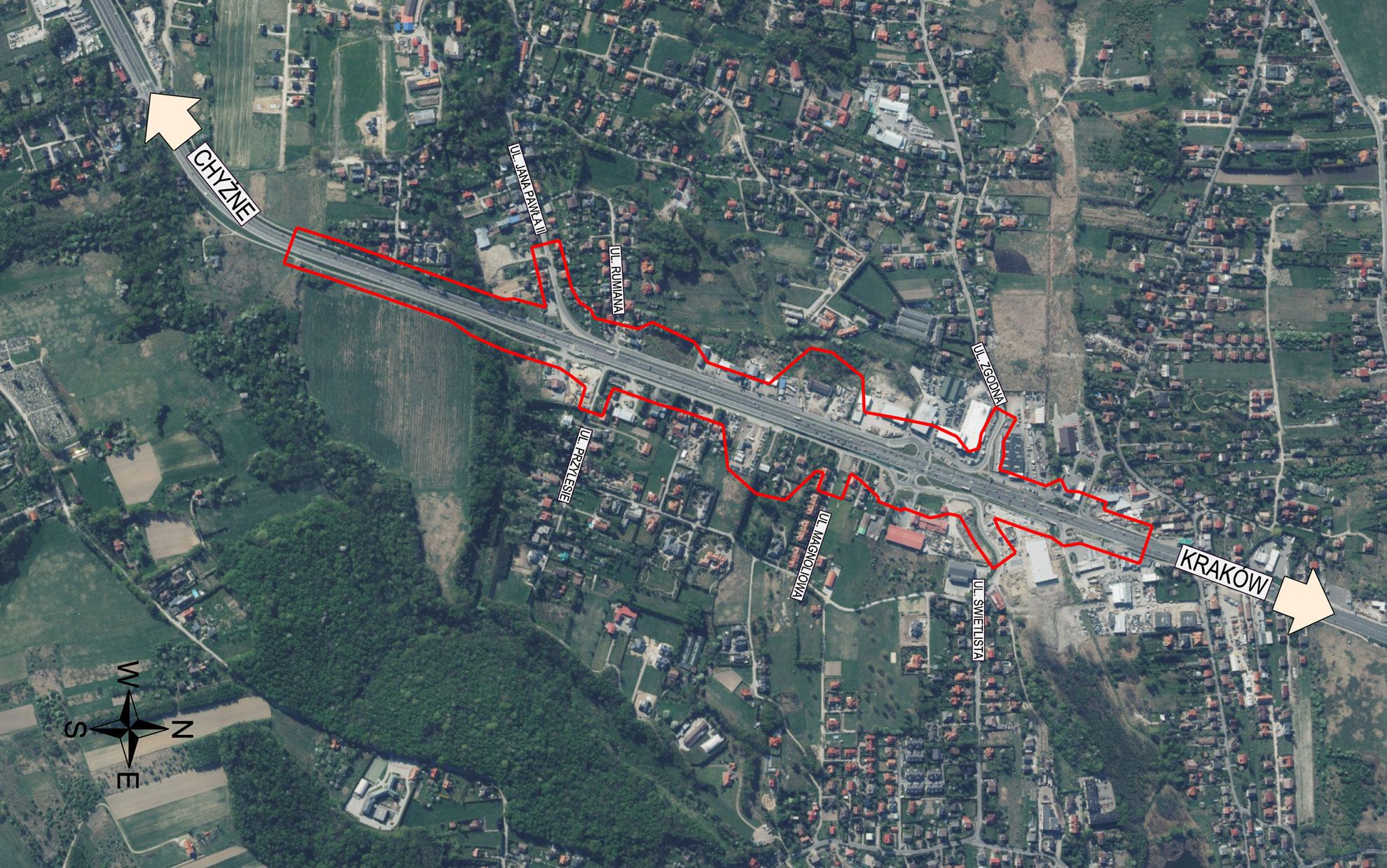 Schemat przebiegu-archiwum - DK7 węzeł Jawornik